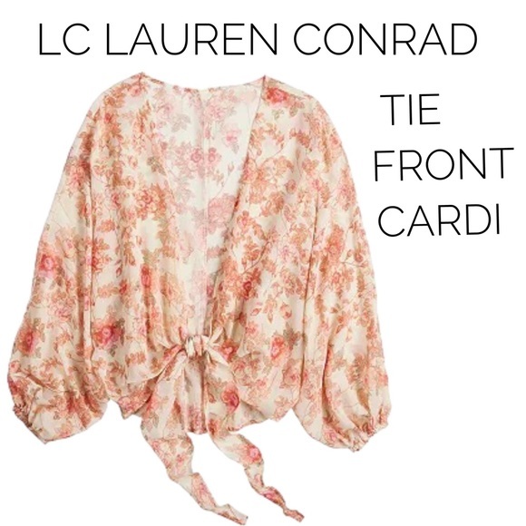 LC Lauren Conrad | Tops | Lc Lauren Conrad Ivory And Pink Tie Front ...